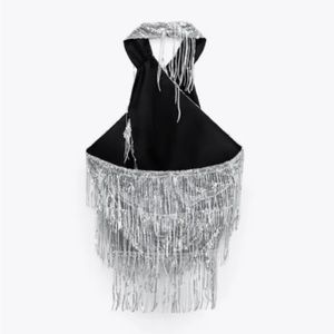 Zara | Tops | Zara Fringe Sequin Top | Poshmark